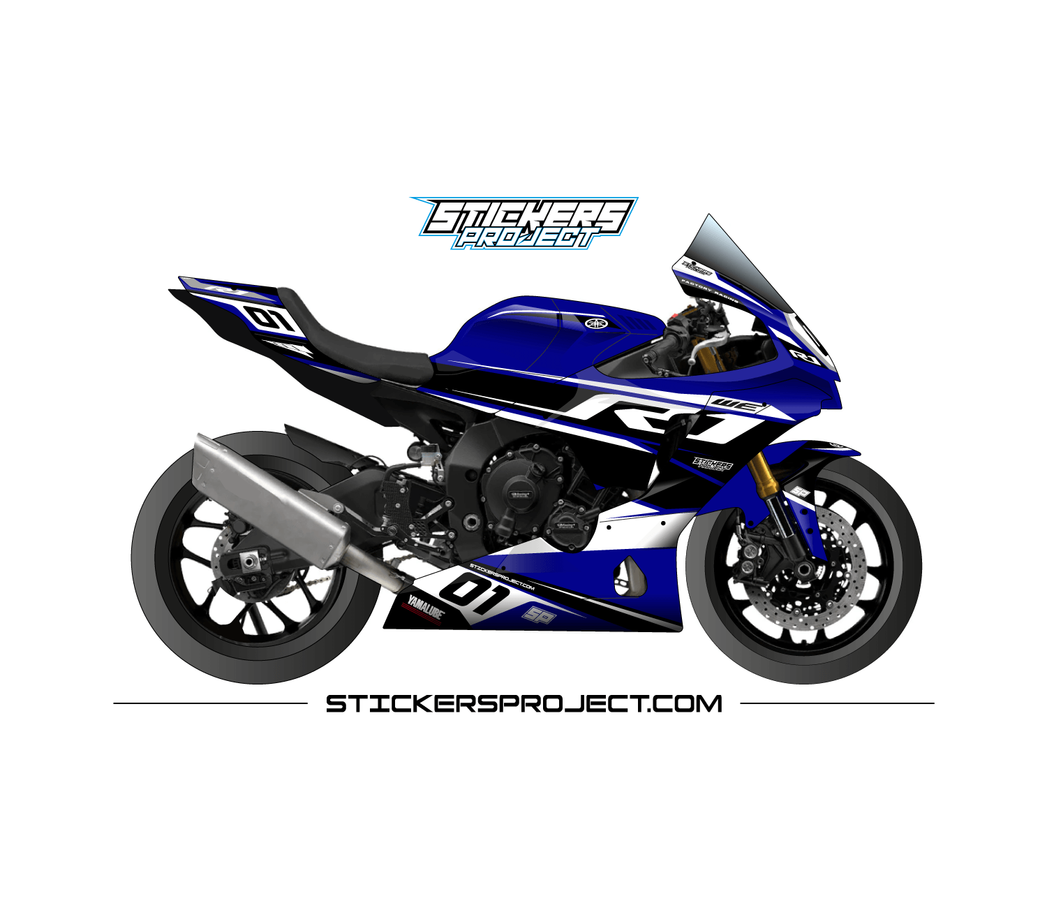 Kit Déco Yamaha R1 (2020) - Blanc et Bleu | Stickers Project